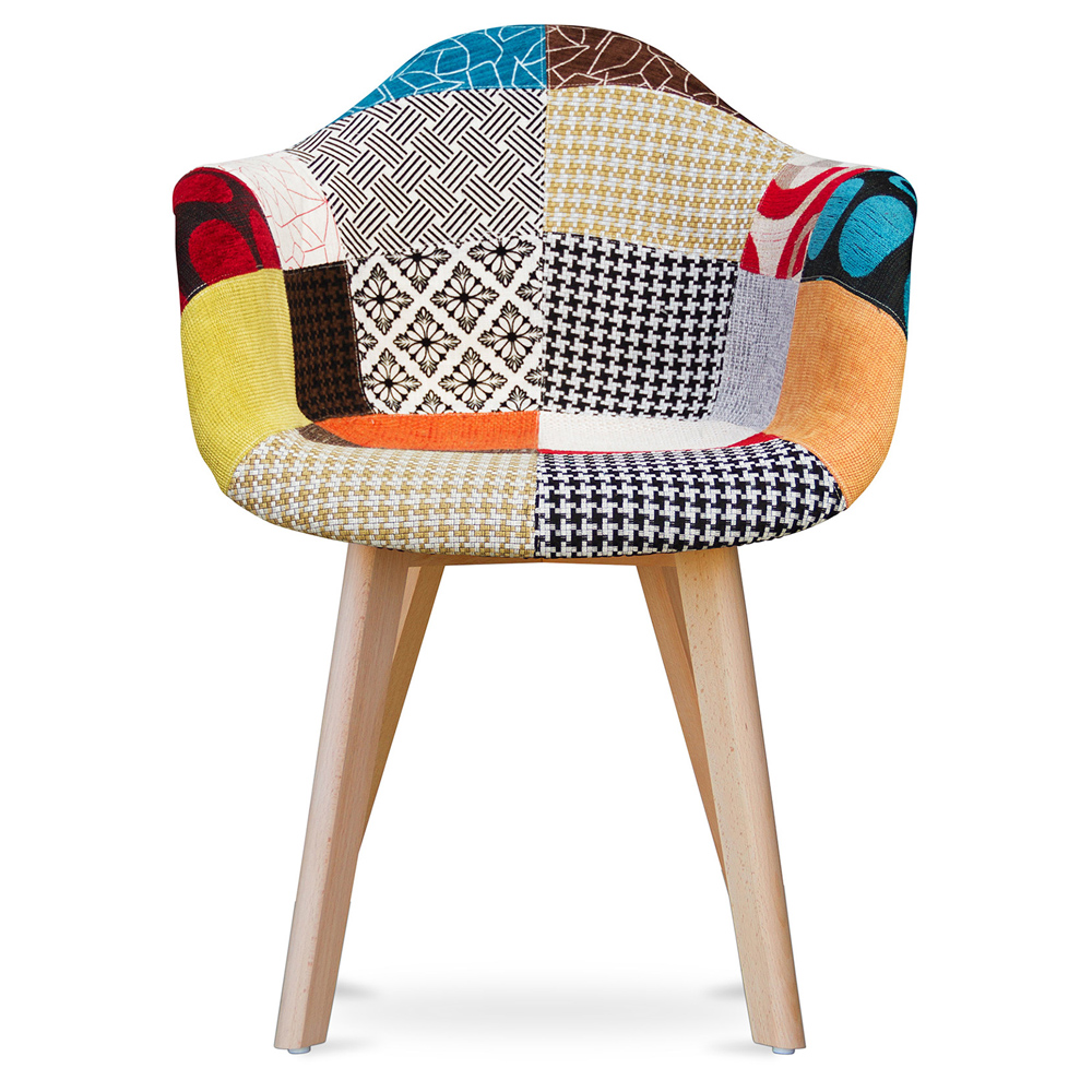 Patchwork Upholstered Dining Chair with Armrests - Pixi | Privatefloor