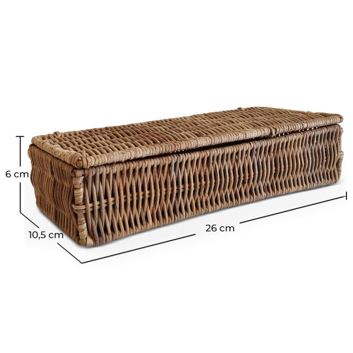 Rattan Basket with Lid - 26x10CM - Lung | Privatefloor Rattan Basket with Lid - 26x10CM - Lung | Privatefloor