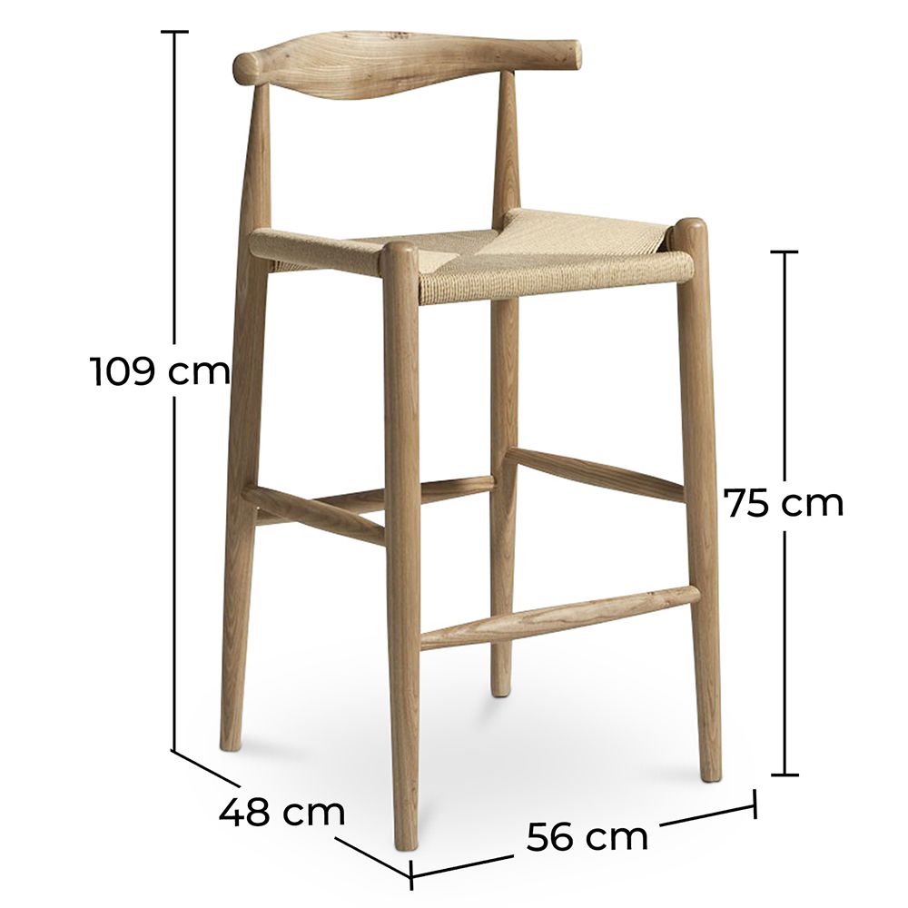 Boho Bali Design Bar Stool - Wood - 75cm - Elb | Privatefloor